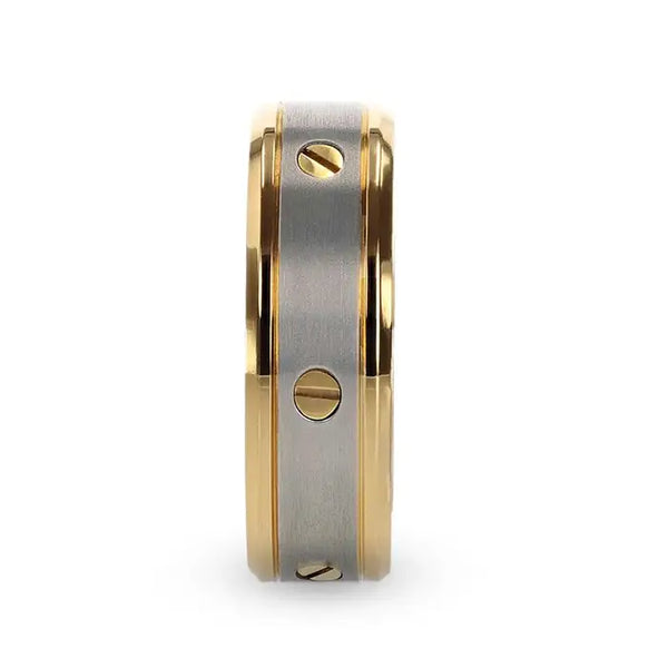 Truman Gold-Plated Titanium Band Rotating Screw Design And Beveled Edg ...