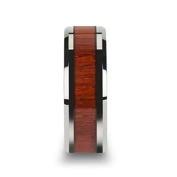 Nello Matching Ring Set Tungsten Wood Ring With Padauk Real Wood Inlay ...